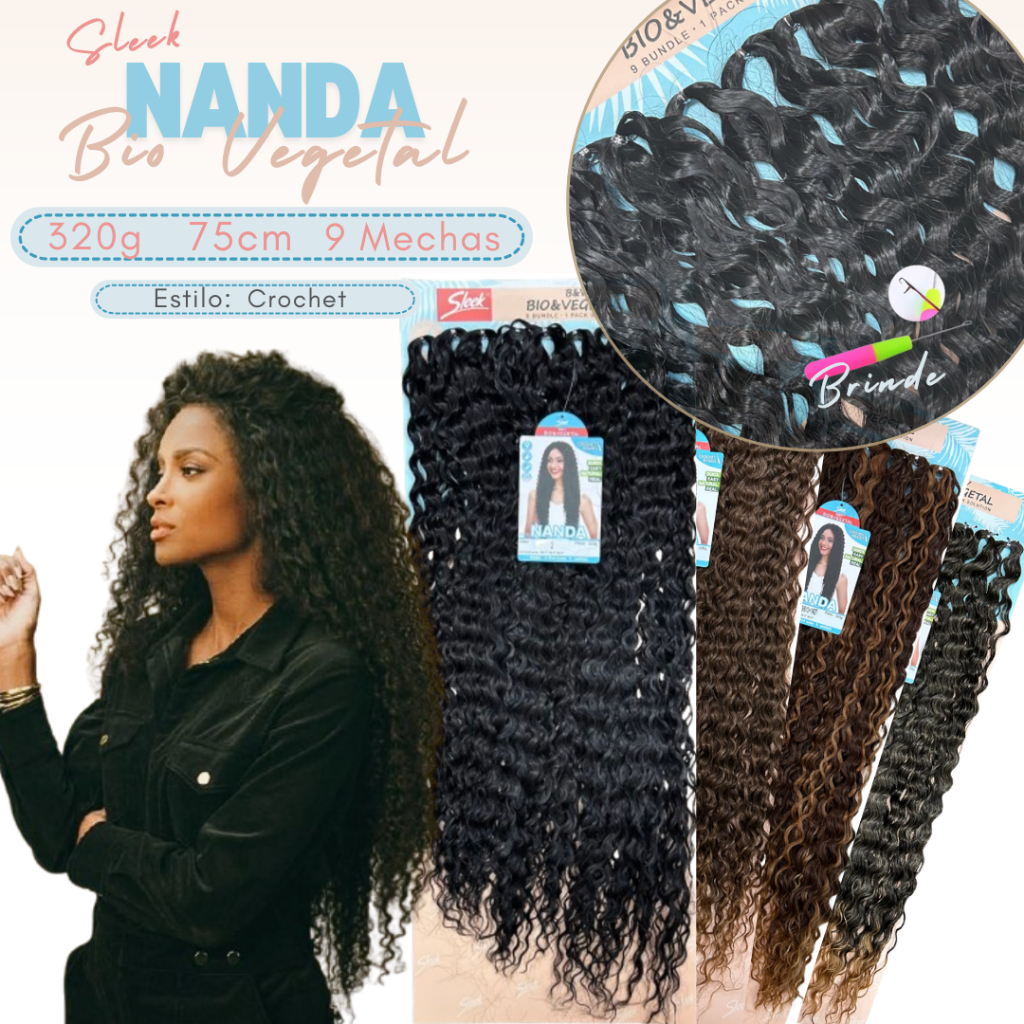 Rebecca Sleek Cabelo Cacheado Para Crochet Nanda 75cm 320g Fibra Bio ...