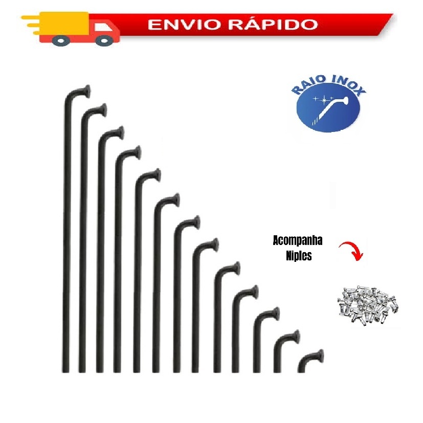 72 RAIOS DE INOX PRETO 255x2.0mm Para Bike Bicicleta aro 26 | Shopee Brasil