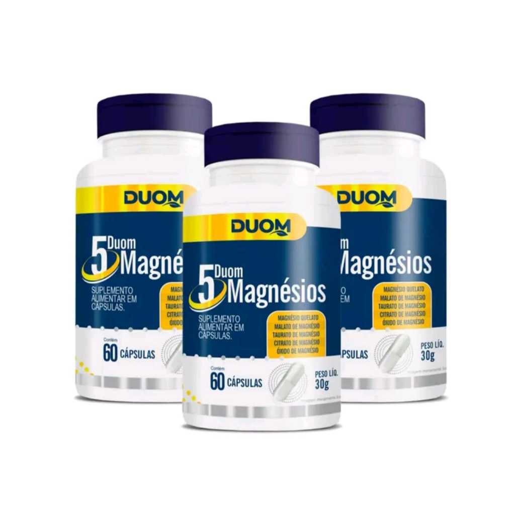 Kit 3 Unidades 5 Magnésios Duom Quelato Malato Taurato Citrato Óxido 60cápsulas. Envio 24 hs ...