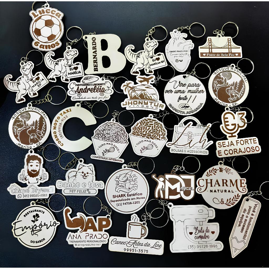 Chaveiros Personalizados em MDF Crú/Branco 3mm –Lembrancinhas com ...