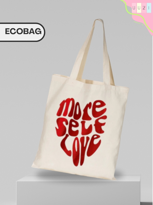 Bolsa Ecobag Ecológica Estampada More self love vermelho 100% Algodão Cru | Shopee Brasil