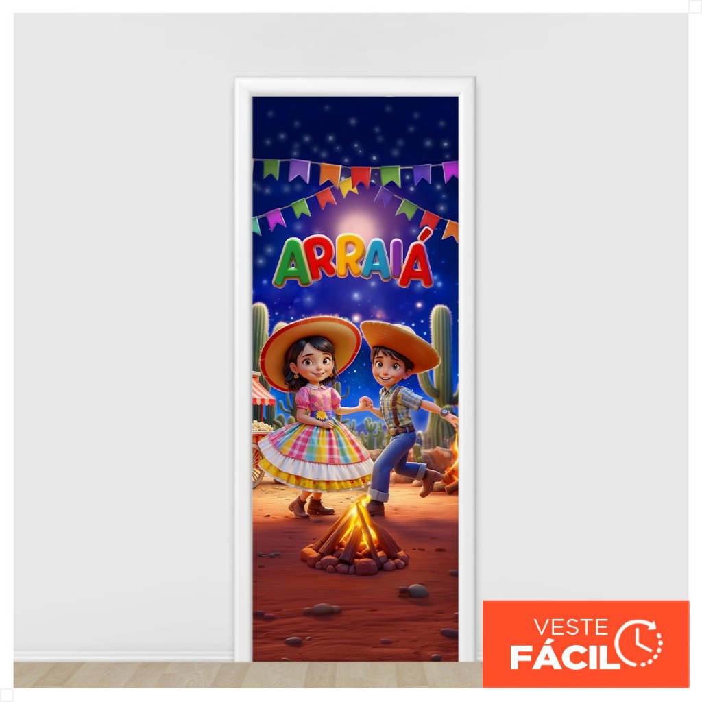 Painel Retangular Festa Junina Veste Porta Decorativa Arraiá C/ Elástico Sublimado 0,85x2,10m ...