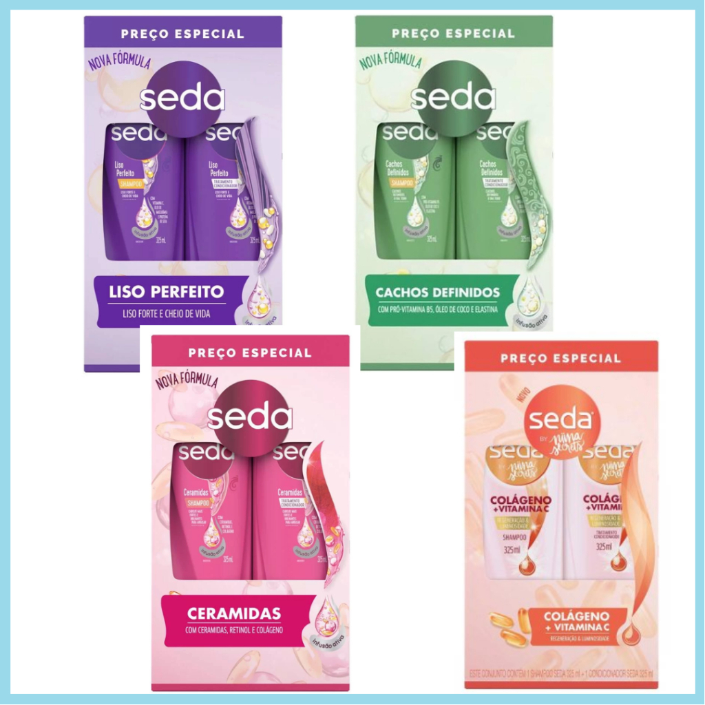 KIT SEDA SHAMPOO 300 ML + CONDICIONADOR 190 ML | Shopee Brasil