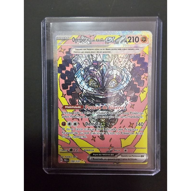 Carta Pokemon Ogerpon Máscara Alicerce Ex 160/131 Evoluções Prismaticas ...