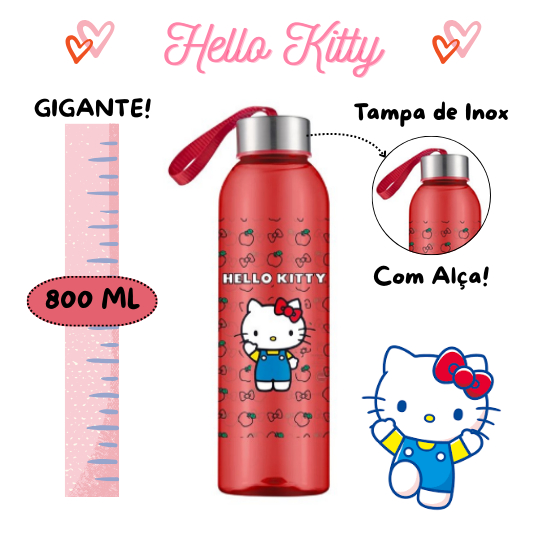 Garrafa Squeeze Grande Hello Kitty 800 ml Premium Presente Adorável com Tampa em Inox Livre de ...