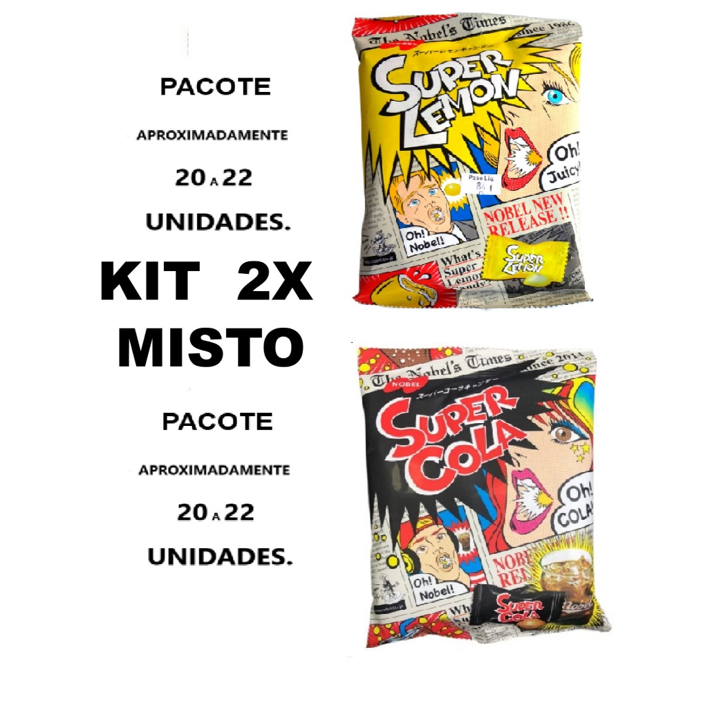 2 Pacotes De Bala 1 Super Lemon e 1 Cola Japonesa Candy Nobel limão e ...