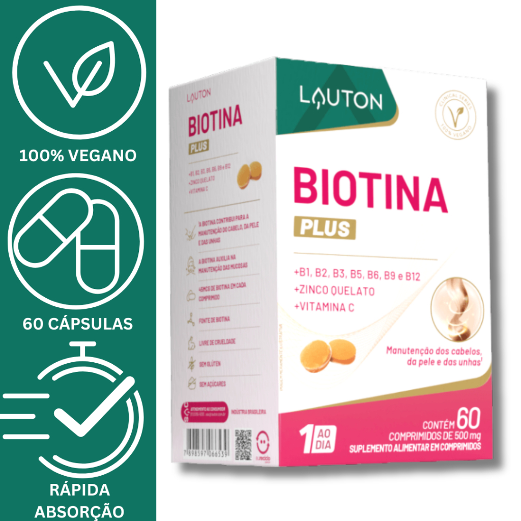 BIOTINA PLUS 60 CÁPSULAS DE 500MG - LAUTON | Shopee Brasil