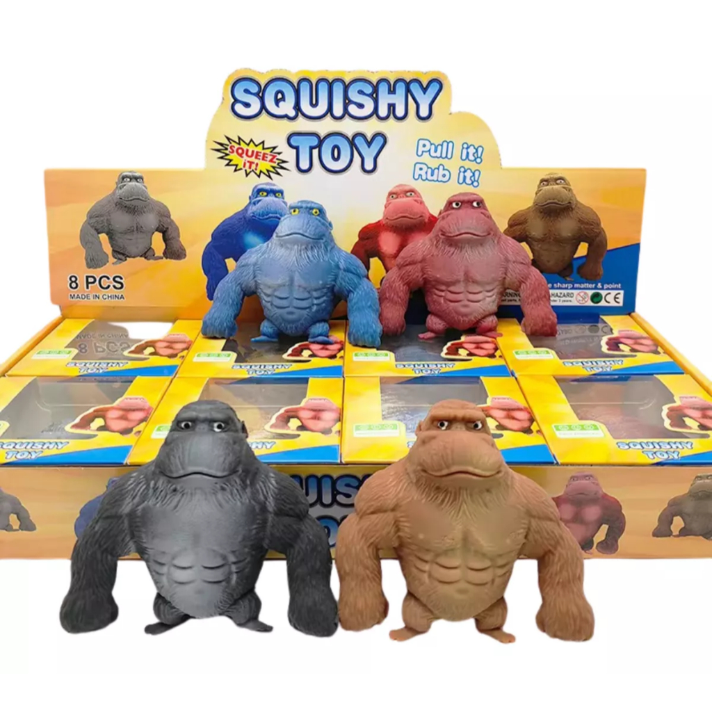 Kit Brinquedo Boneco Macaco Gorila Indestrutivel Estica Esmaga ...