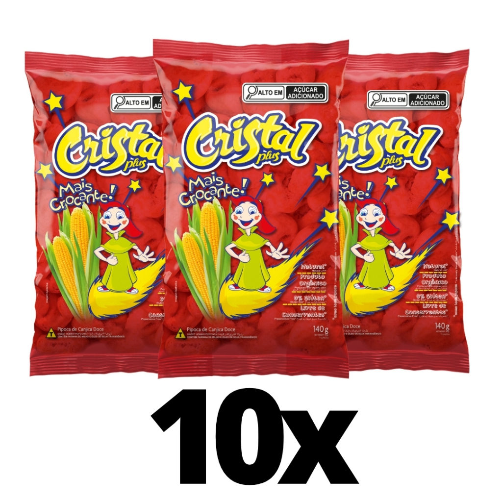 Pipoca Doce 140g Cristal Plus – Combo com 10 Pacotes | Shopee Brasil