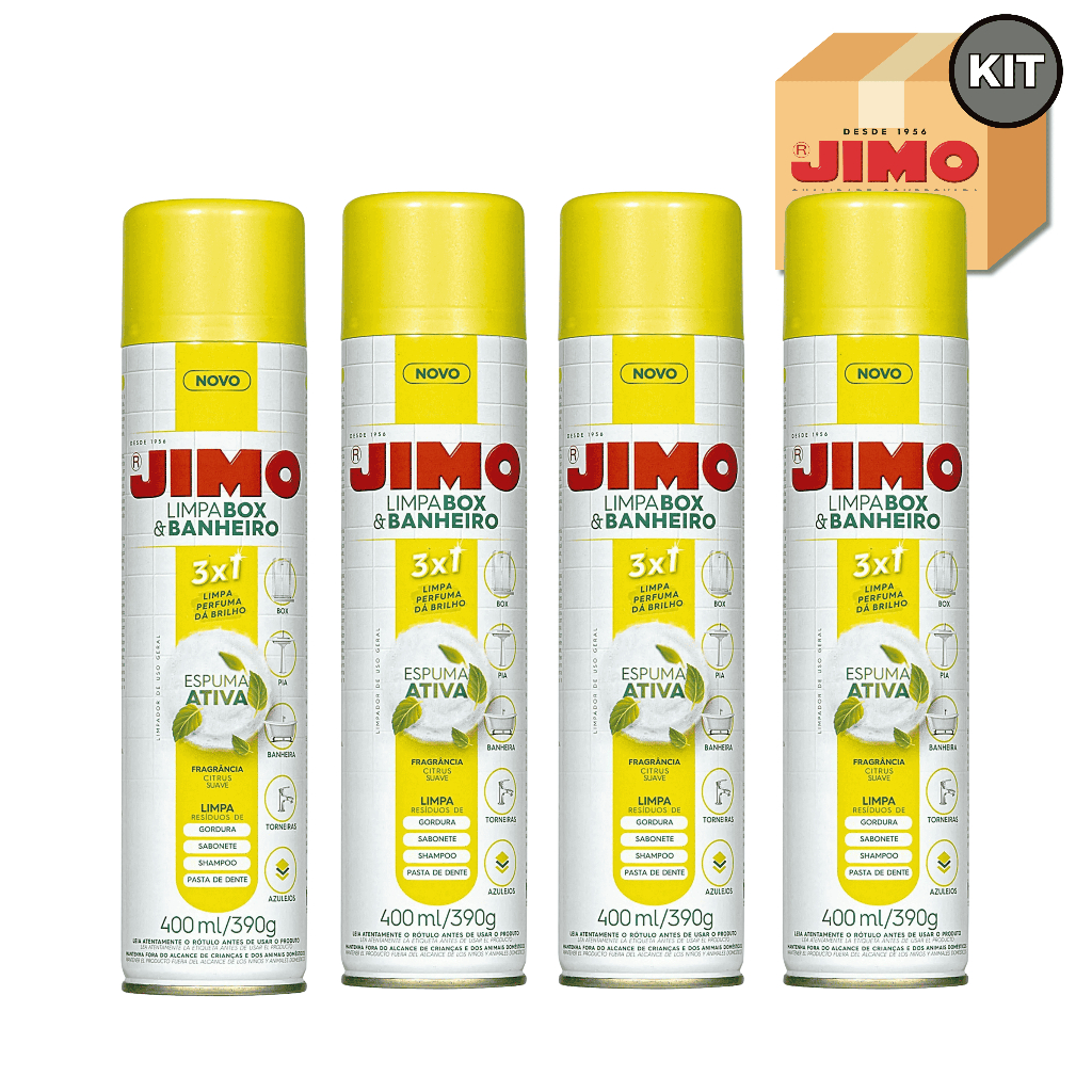Kit Jimo Limpa Box e Banheiro Spray Aerosol 400ml - 1, 2, 3 ou4 ...