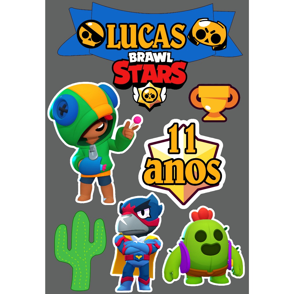 Topo de Bolo Brawl Stars - Personalizado | Shopee Brasil