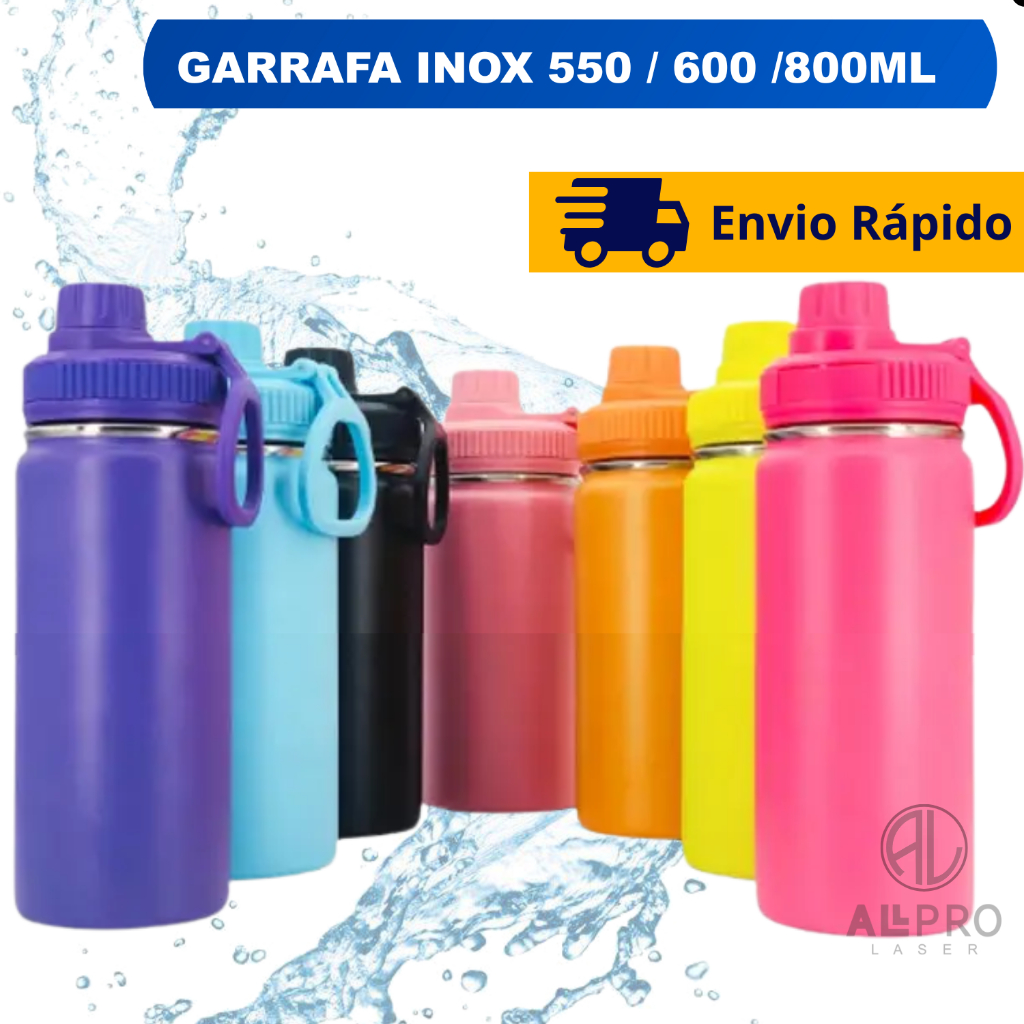 Garrafa Térmica Inox 550ML / 600ML / 800ML Antivazamento 24H Quente 18H Gelado Envio 24H ...