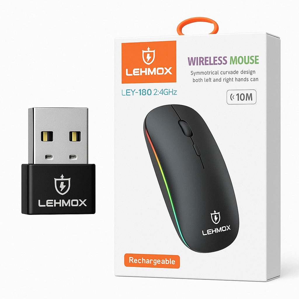 Mouse Sem Fio LEHMOX LEY-180 2.4GHz RGB Recarregável USB Wireless ...