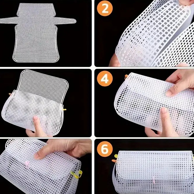 Tela Para Bordar Bolsa e Crochê - Malha Chenille Molde Estrutura Para Bolsa C/ Furo 3mm - Und ...
