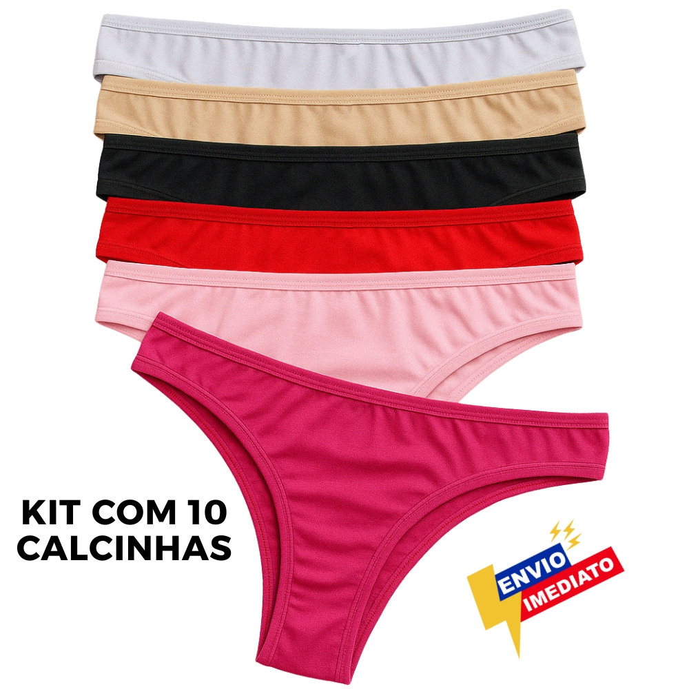 Kit com 10 calcinhas femininas confortáveis adulta tanga microfibra ...