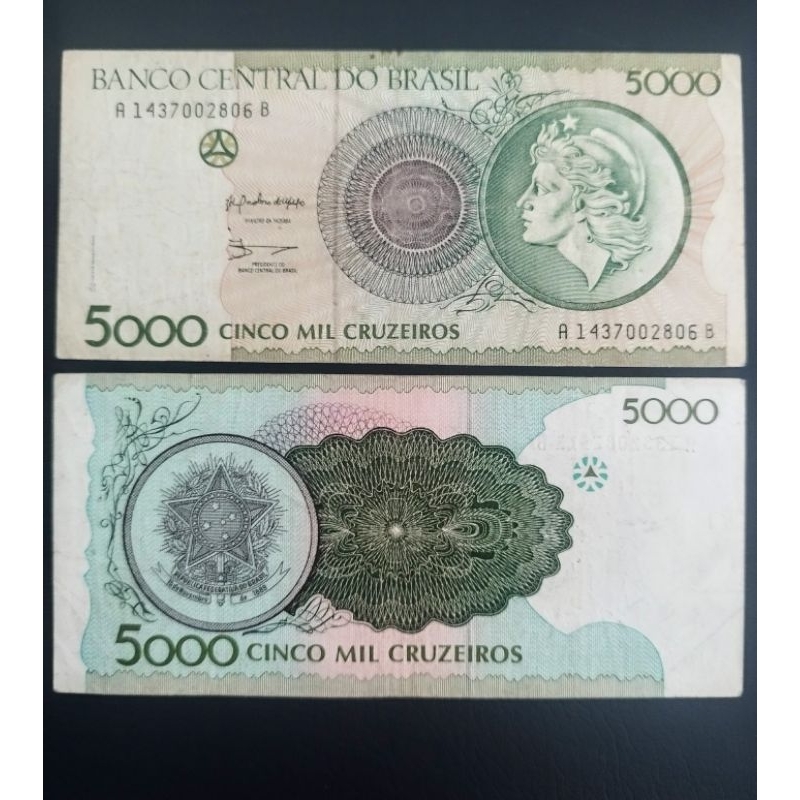 Cédula Colecionável 5000 Cruzeiros MBC | Shopee Brasil