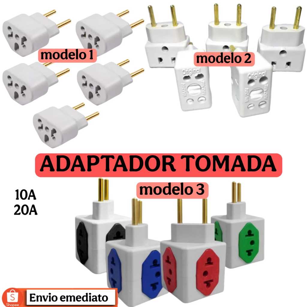 Adaptador Tomada 10A 20A Triplo Universal 3 em 1 Benjamin Padrão Novo ...