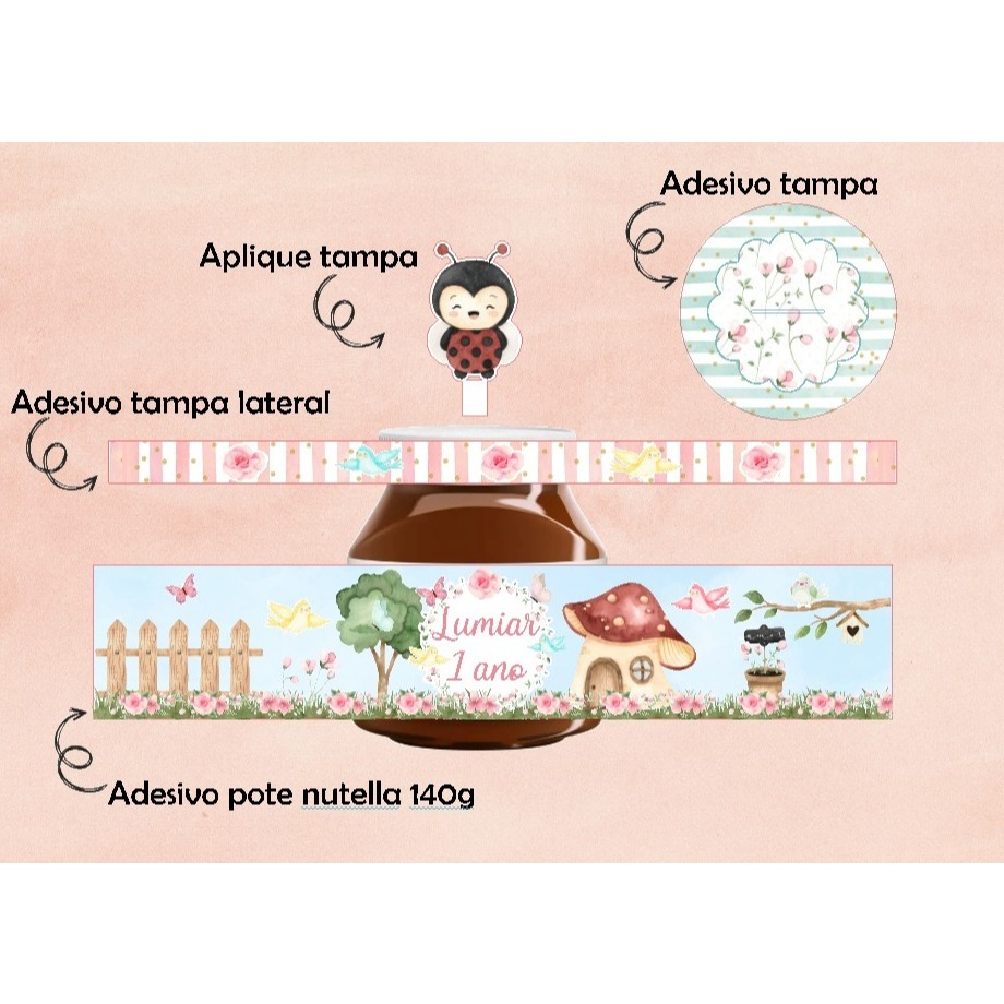 Kit Completo Nutella 140g - Adesivo personalizado (Rótulo, Tampa e ...