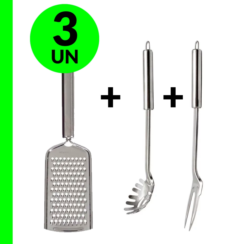 Combo Ralador 24cm + Pegador massa + Garfo Trinchante | Shopee Brasil