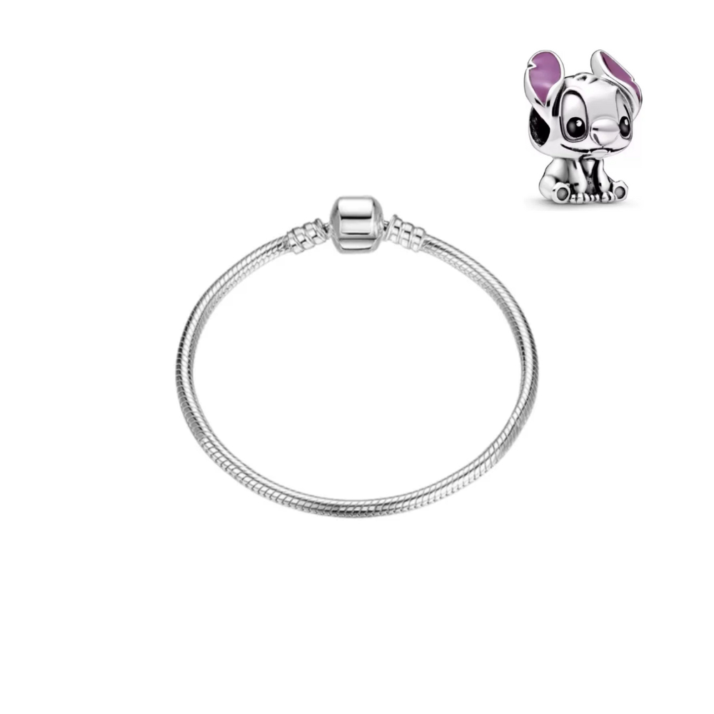 Kit Pulseira + Berloque Charm Baby Stitch Disney Aço Inox Para Todas ...