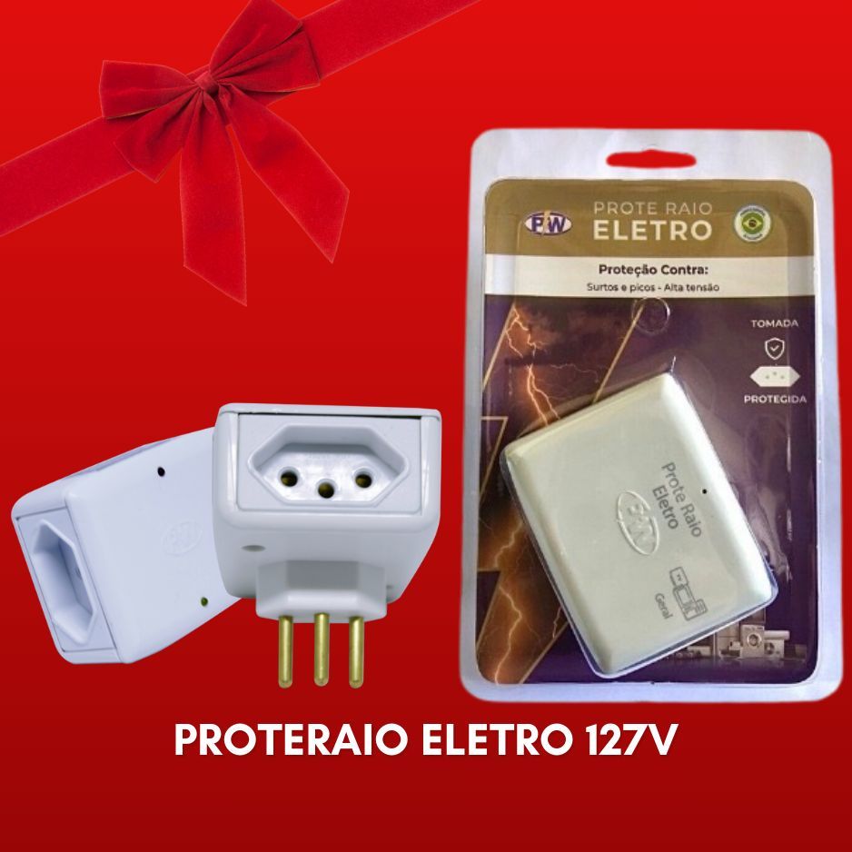 Protetor Contra Raios e Descargas/Picos de Energia - Protetor de Raio PW Eletro 2 Tomadas 127V ...