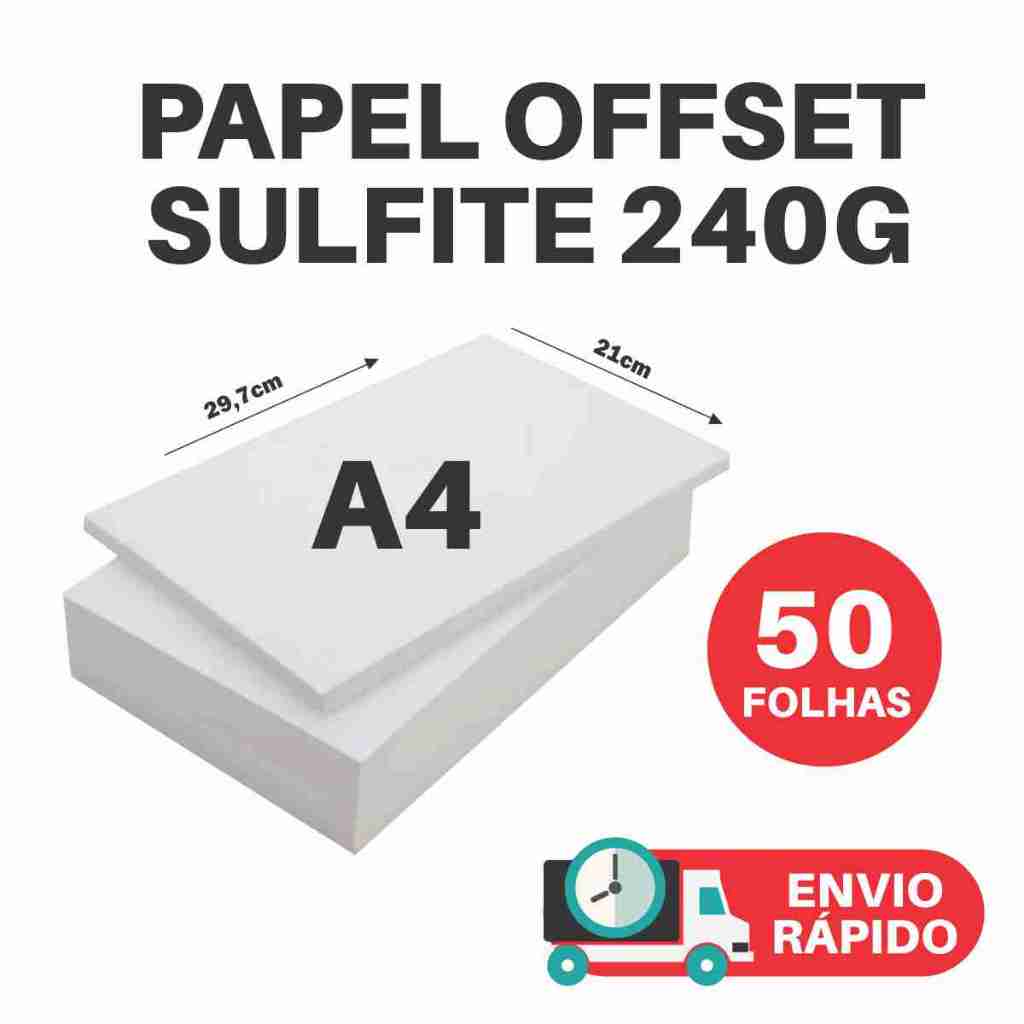 Papel Sulfite Offset 240g A4, 50 Folhas, Tamanho 21x29,7cm, Branco Grosso Cartolina | Shopee Brasil