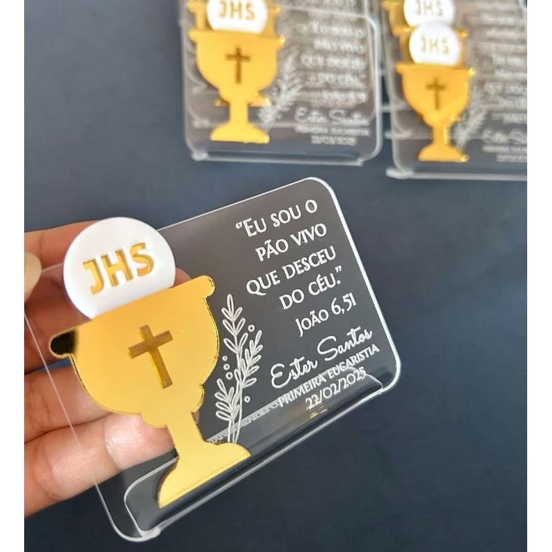 Lembrancinha Primeira Eucaristia Personalizada em Acrílico | Cálice com ...