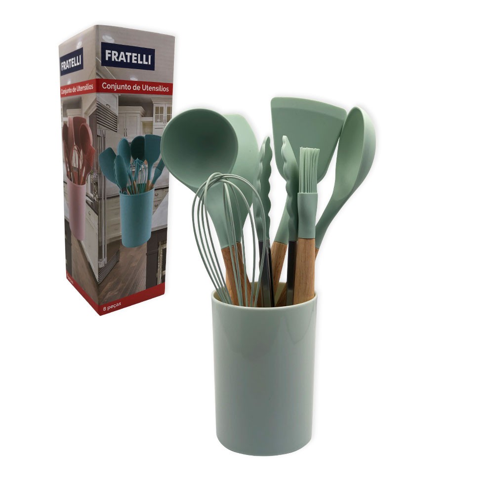 Colher concha cozinha talher Conjunto de Utensílios Silicone 8 Peças ...