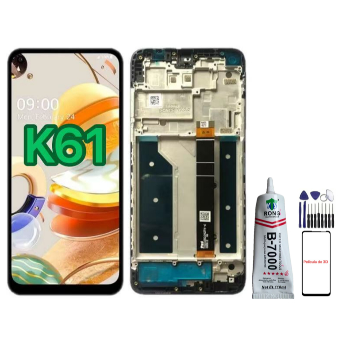 Frontal Touch Display Tela Lg K61 LMQ630EAW Sem Aro / Com Aro - A ...