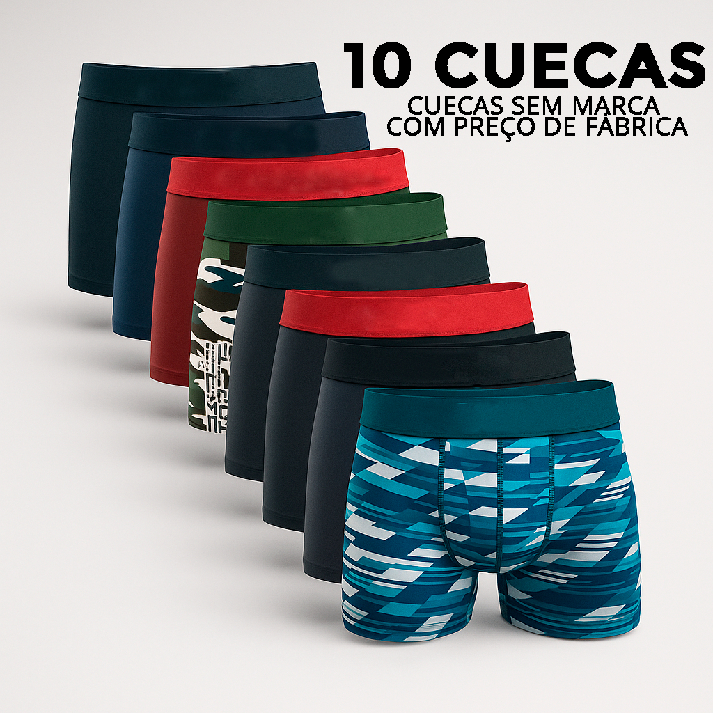KIT 10 Cuecas Boxer Masculina Adulto Juvenil micro fibra P M G GG ...