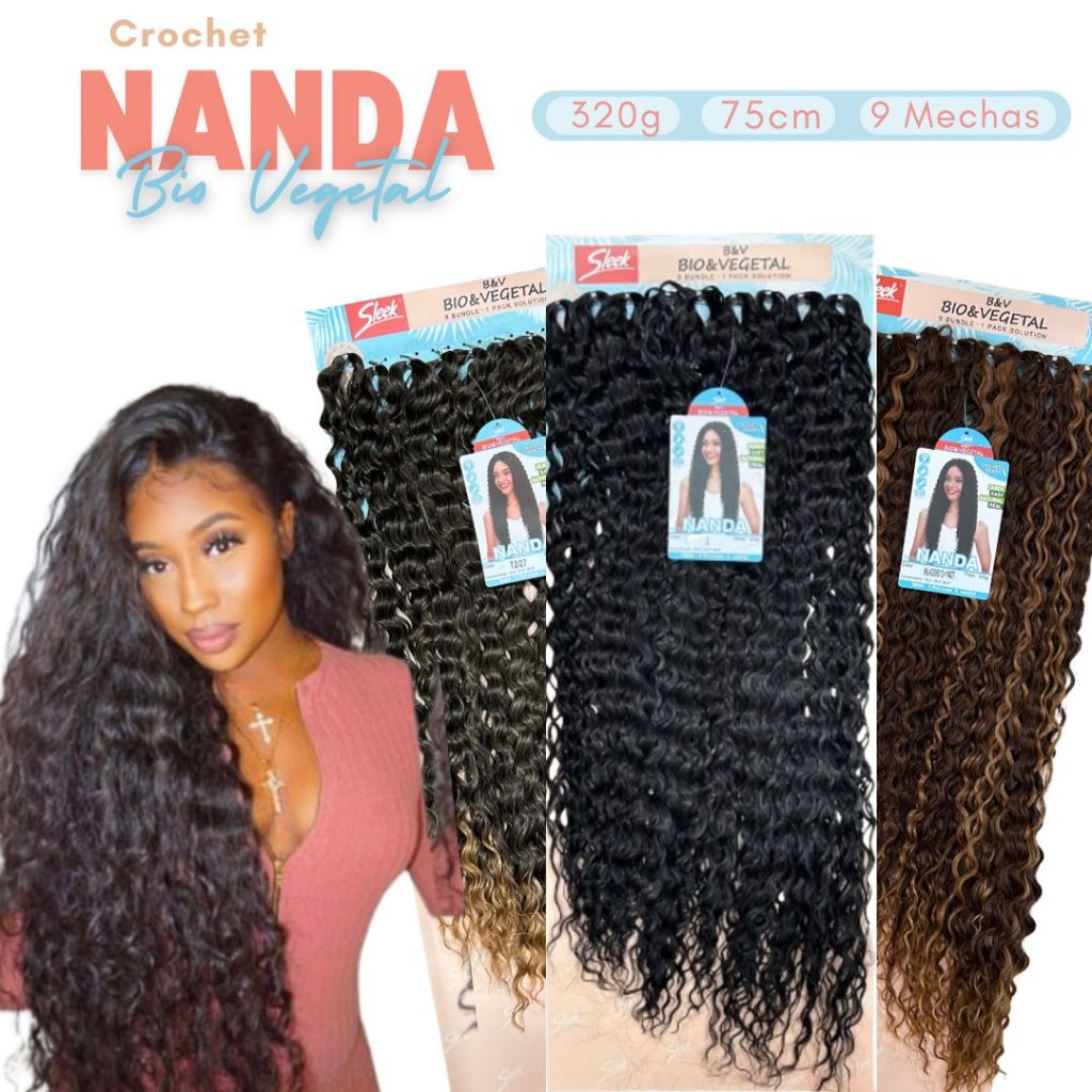 Rebecca Sleek Cabelo Cacheado Nanda Para Crochet 75cm Fibra Bio Vegetal ...
