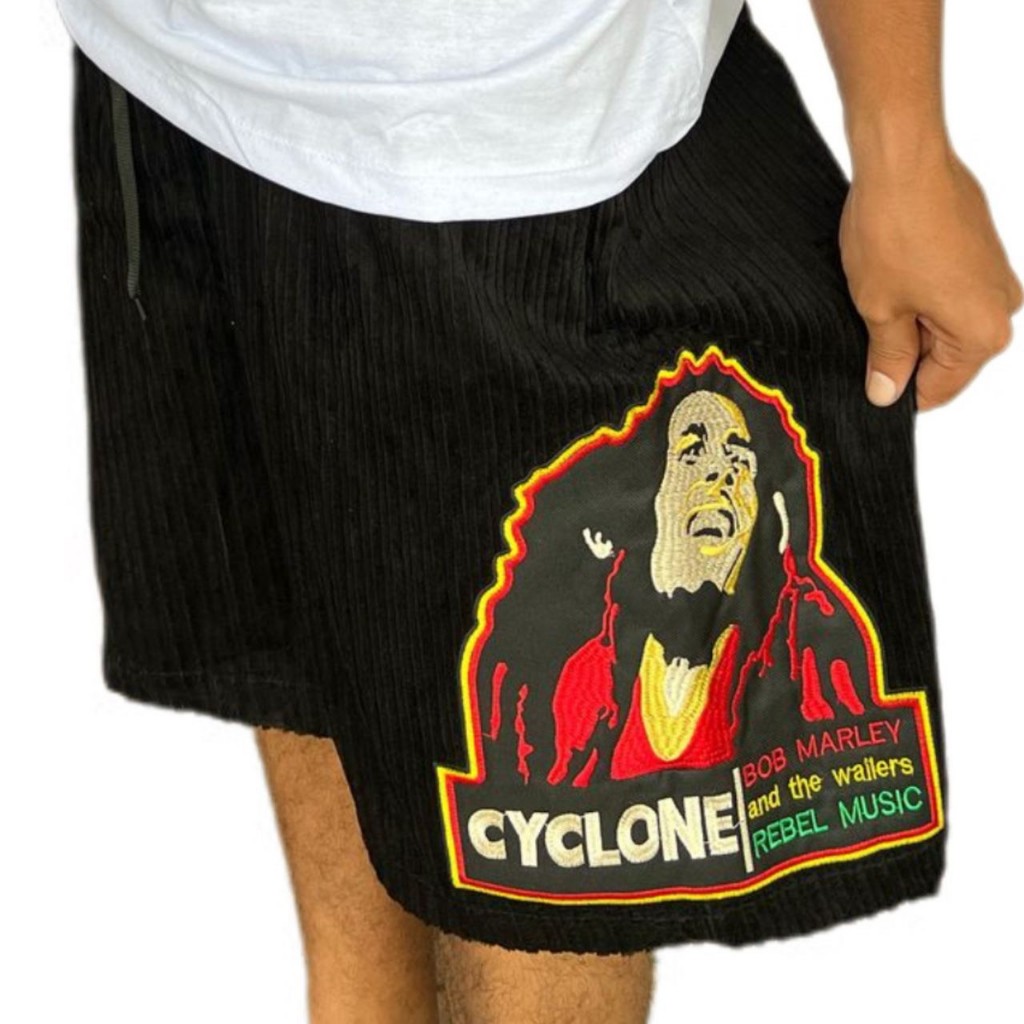 Bermuda Veludo Cyclone Bob Marley Preta | Shopee Brasil