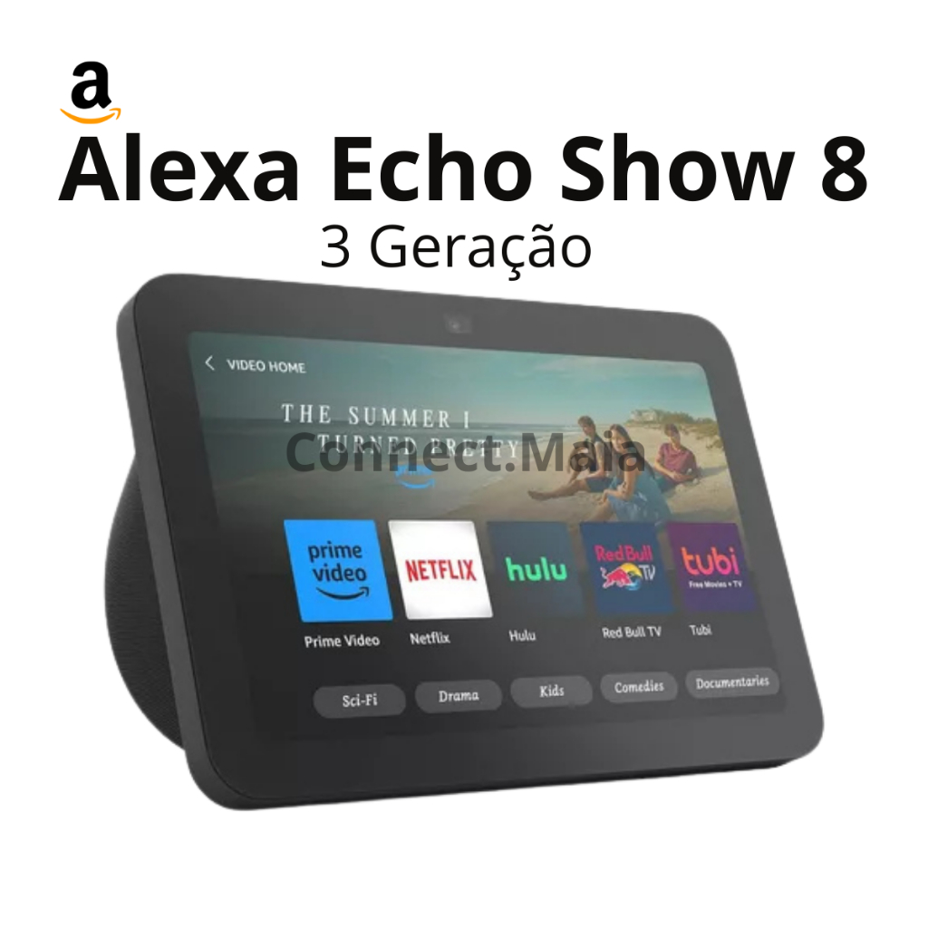 Alexa Echo Show 8 de 3ª geração com assistente virtual Amazon 110/220V ...