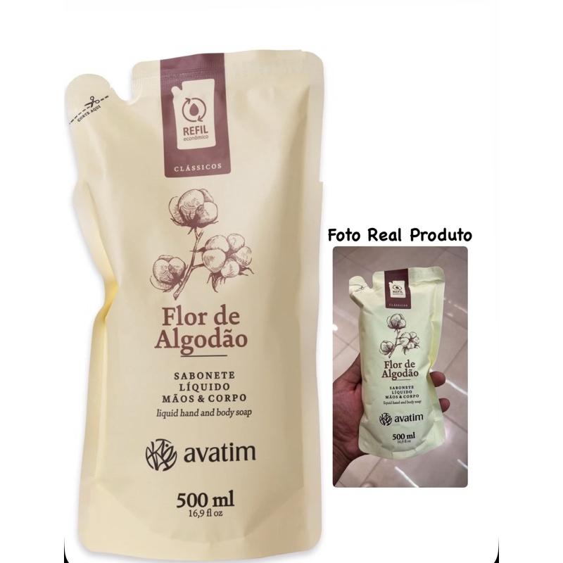Avatim Sabonete Líquido Flor de Algodão Refil Contém 500ml | Shopee Brasil