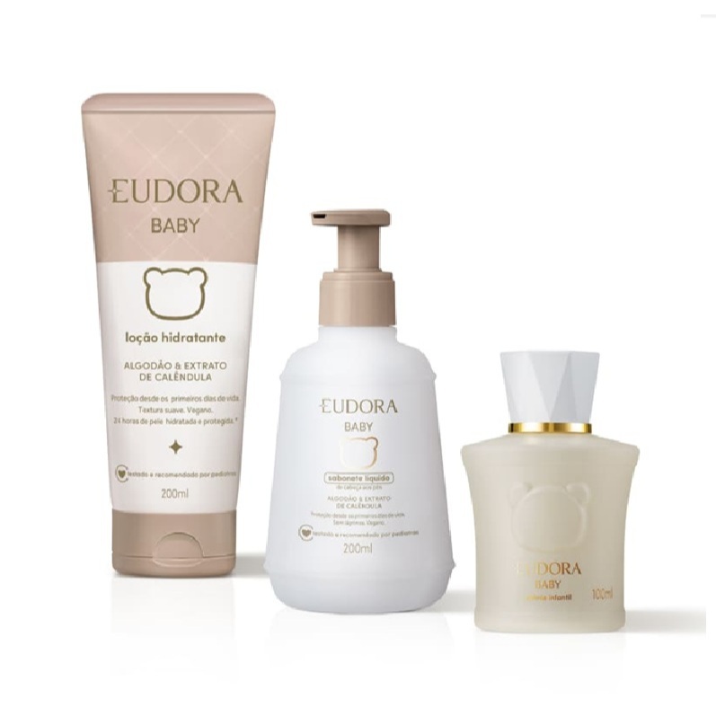 Kit Eudora Baby: Água de Colônia + Sabonete Líquido + Loção Hidratante ...