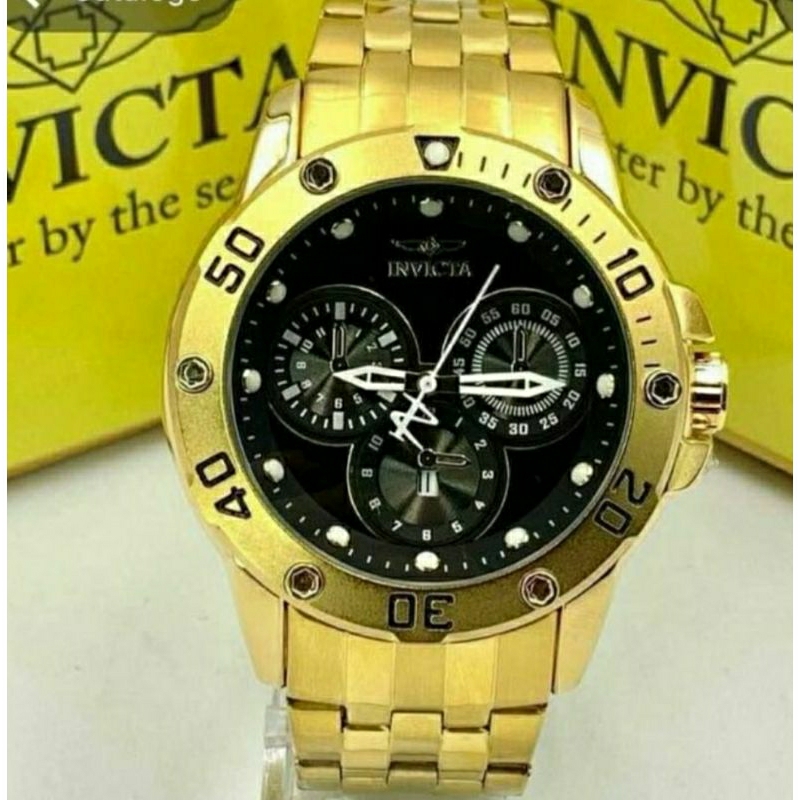 Relógio da invicta grande pesado banhados a ouro top na promoção ...