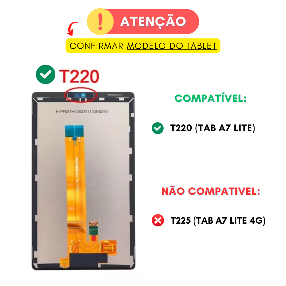 FRONTAL SAMSUNG T220 (TAB A7 LITE) PRETO + PELICULA VIDRO | Shopee Brasil