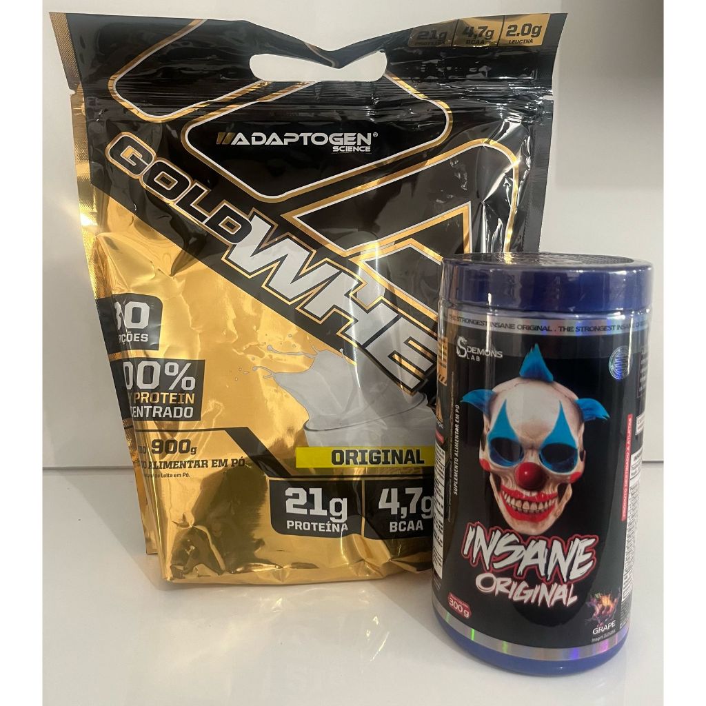 Gold Whey Original Com 900G Adaptogen + Insane Original - 300g Grape ...
