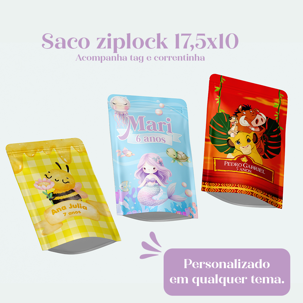 Saco ziplock personalizado (acompanha tag e corrente) | Shopee Brasil