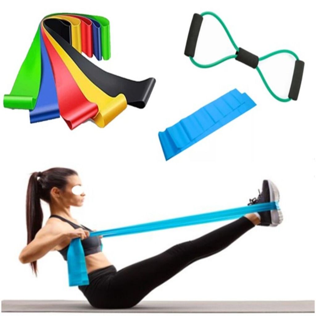 Kit Elásticos Treino em Casa Extensor +5 Mini Band +Thera Band ...