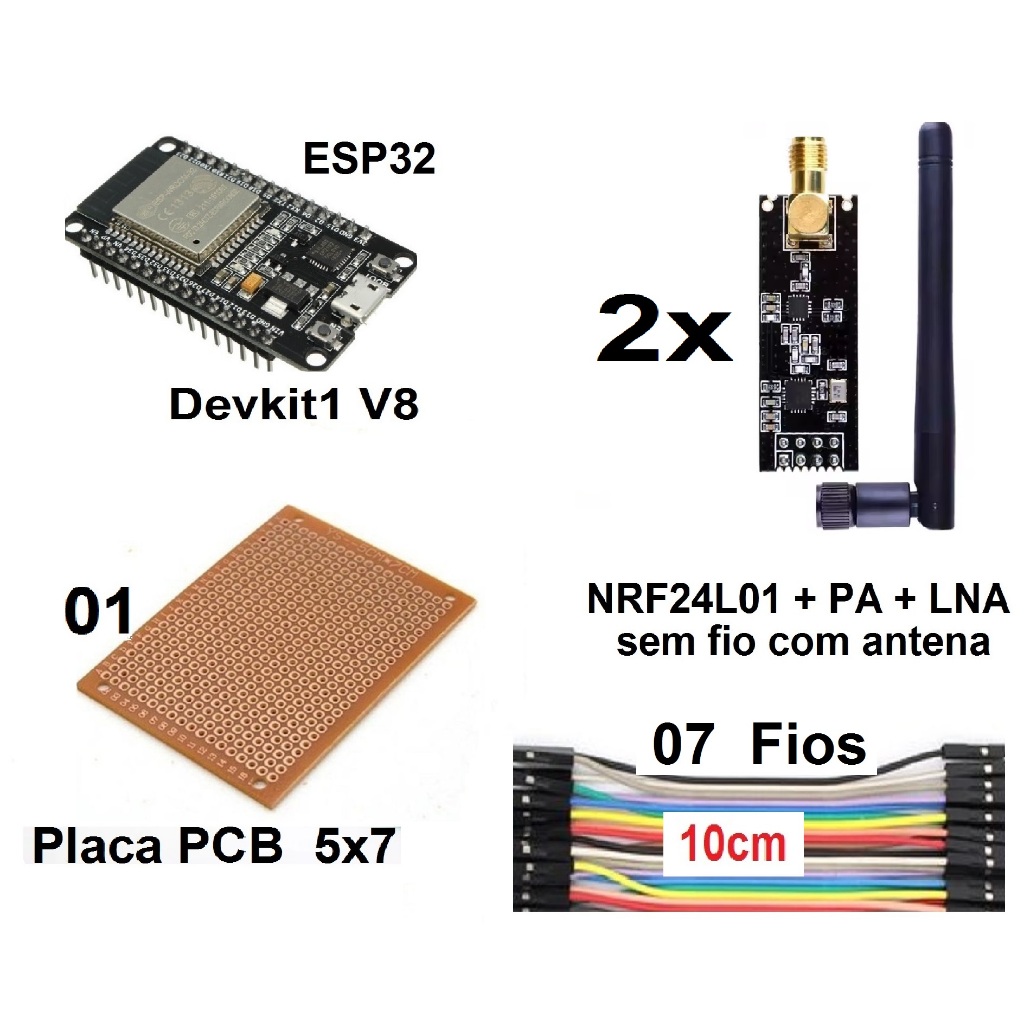 KIT Módulo nRF24L01 Rádio Frequência 2.4GHz compatível ESP32 DevKit1 ...