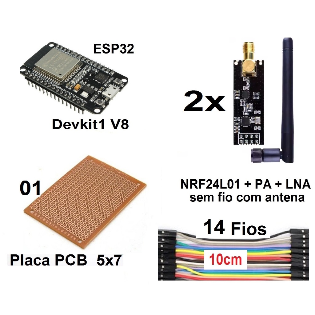 Kit componente eletronico ESP32 BlueTooth Wi-Fi Modulo nRF24L01 Radio Frequencia vizinho ...