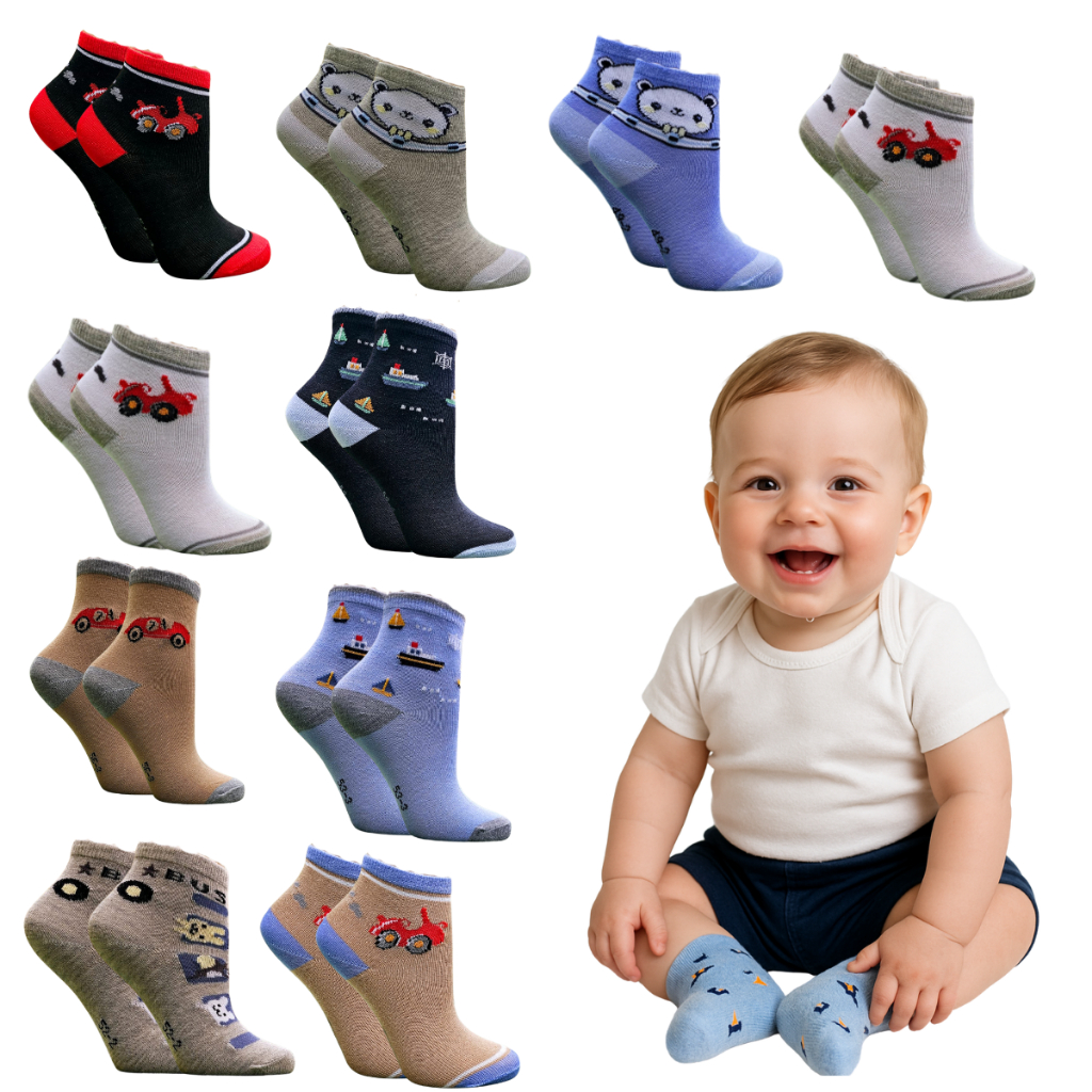 Kit 12 Pares de Meias Infantil para Bebês de 0 a 2 anos | Shopee Brasil