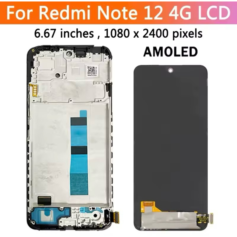Tela Display Frontal Touch Compatível Com Xiaomi Redmi Note 12 4G ...