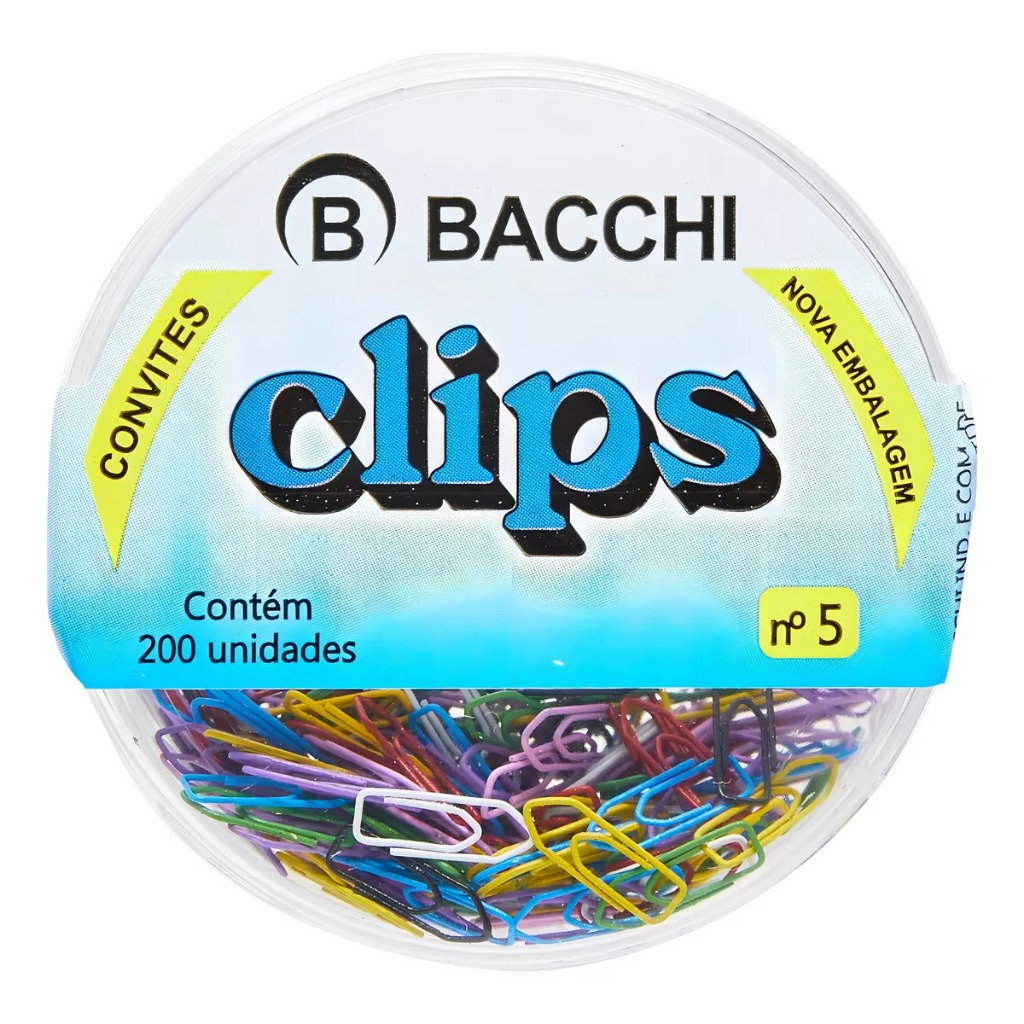 Kit 10 Caixa Clips Bacchi Nº5 Convites Colorido 200 unidades cada ...