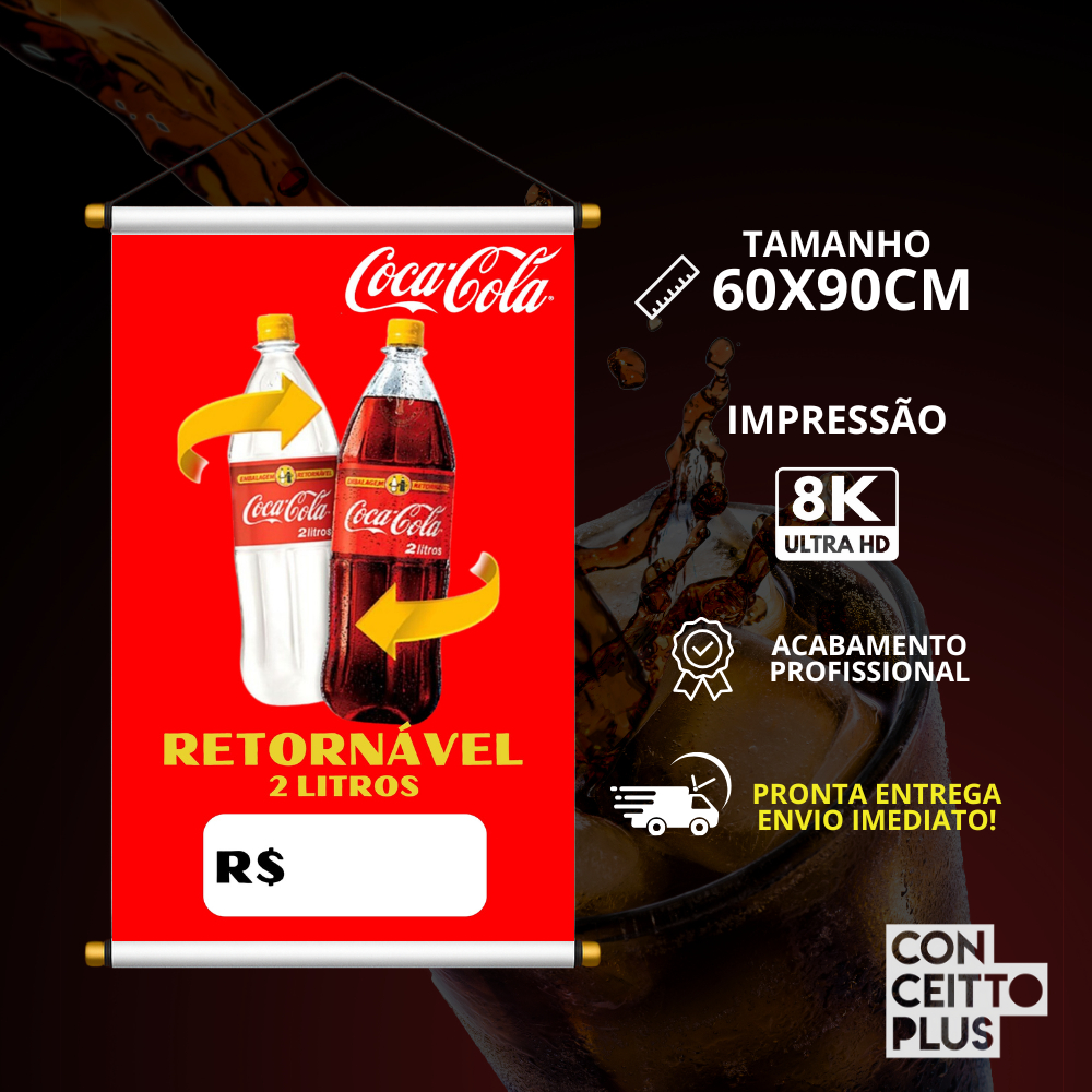 Banner Coca-Cola Retornável 60x90cm | Alta Qualidade | Envio Rápido ...