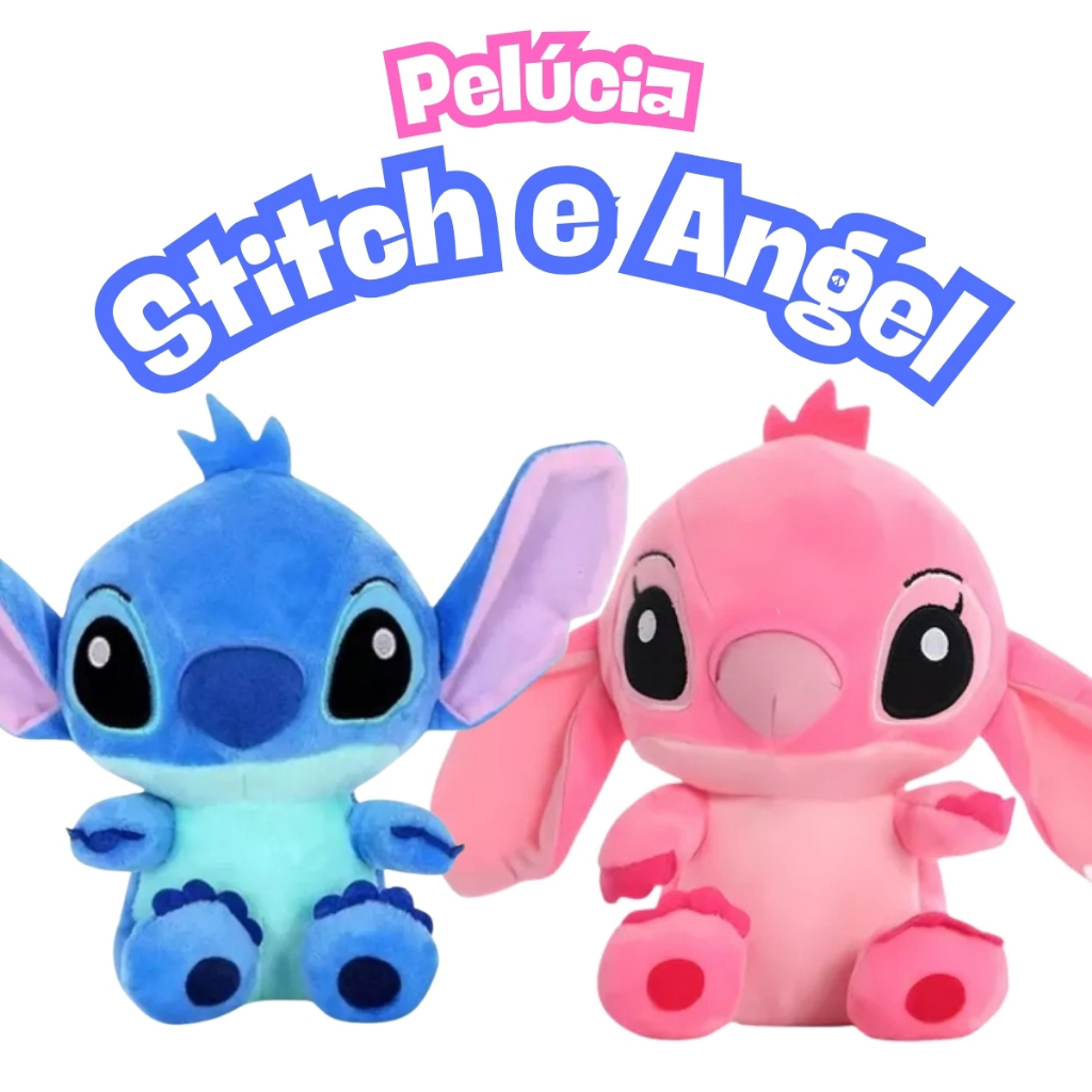 Ursinho Urso Pelúcia Filme Lilo Stitch Azul Angel Rosa com Som Infantil ...