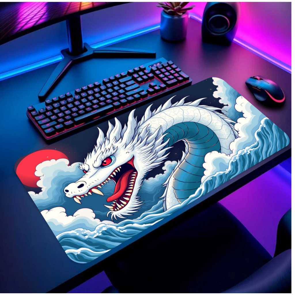 Mouse Pad Gamer Premium Dragão Branco e Ondas 90x40 | Shopee Brasil