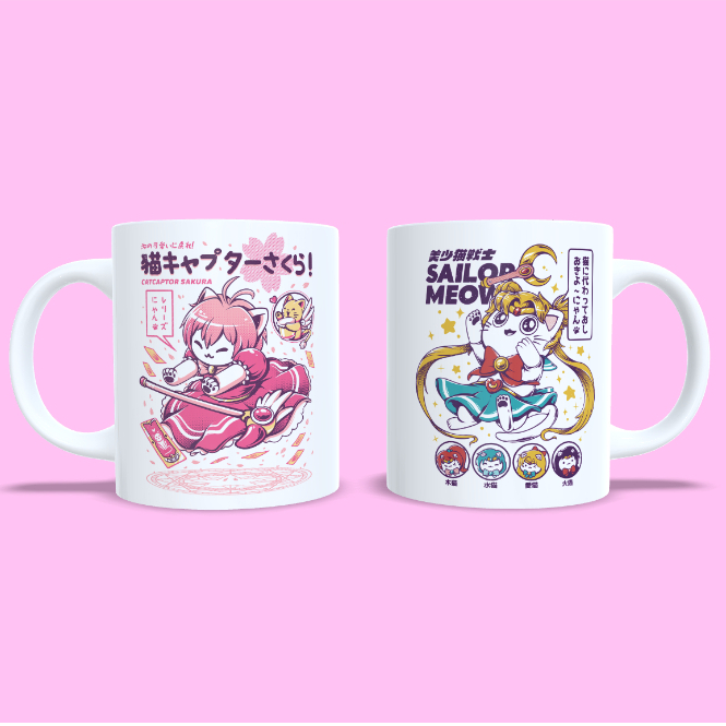 Caneca de Porcelana Sailor Moon / Sakura Card Captor Gatinhos Fofo ...