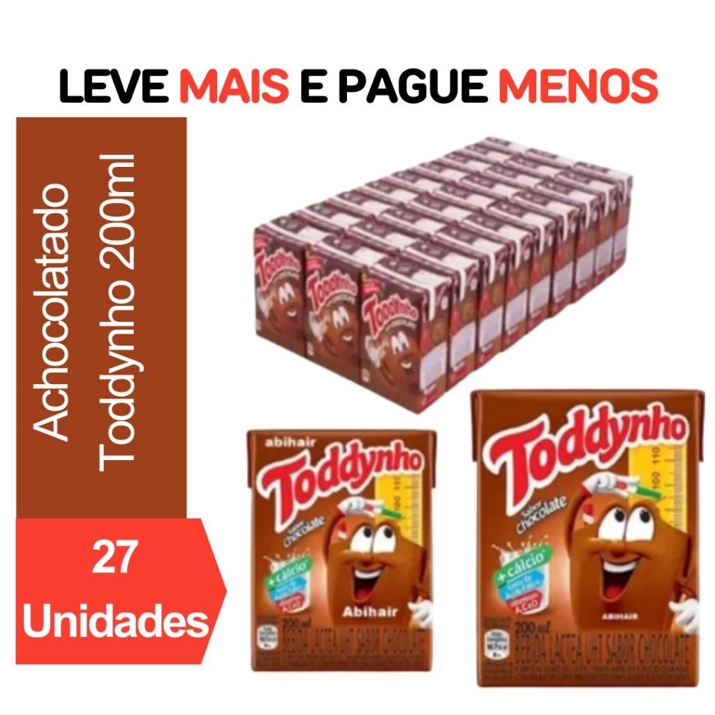 Bebida Achocolatado Toddynho 200ml | 27 Unidades | Shopee Brasil